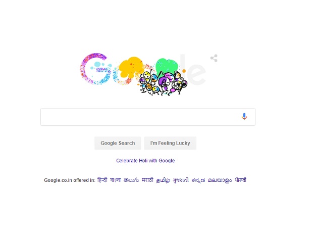 Google's Holi doodle: Red, blue, yellow, green, and everything in between