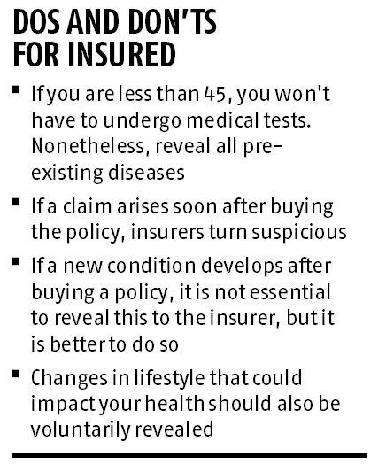 Insurers can deny health insurance claims in case of incorrect disclosure