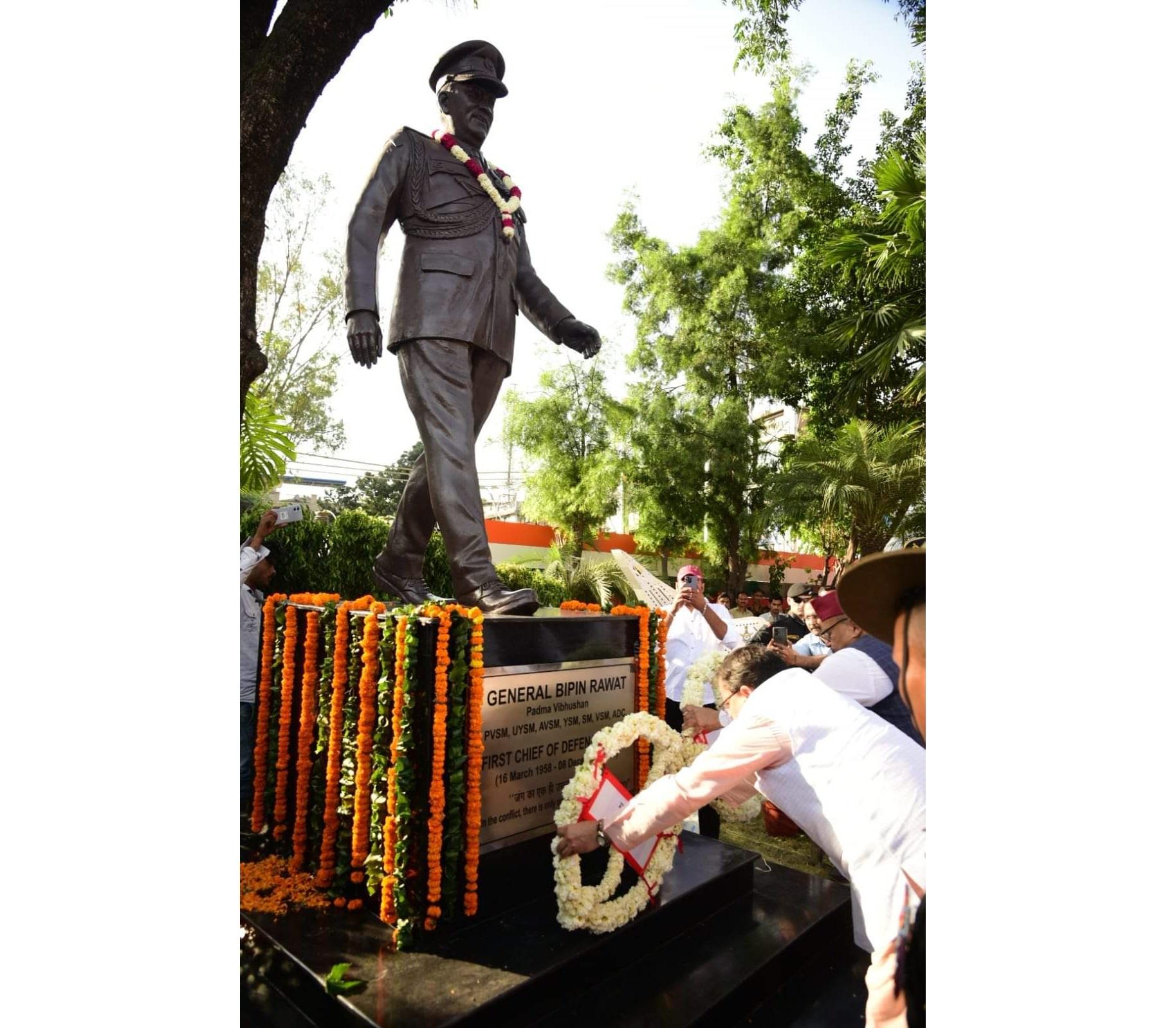 Uttarakhand CM inaugurates statue, memorial site of CDS Bipin Rawat ...