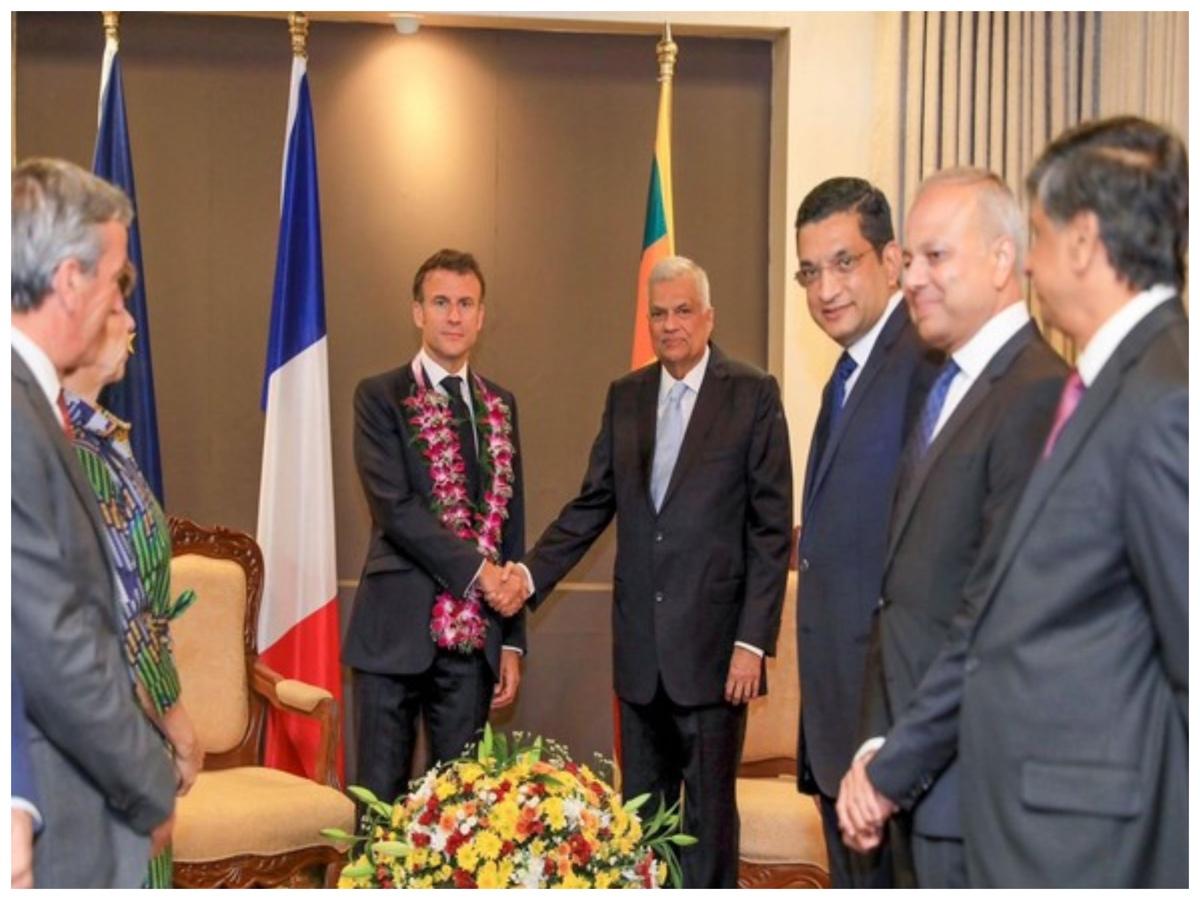 French President Macron meets Lanka counterpart during historic visit ...