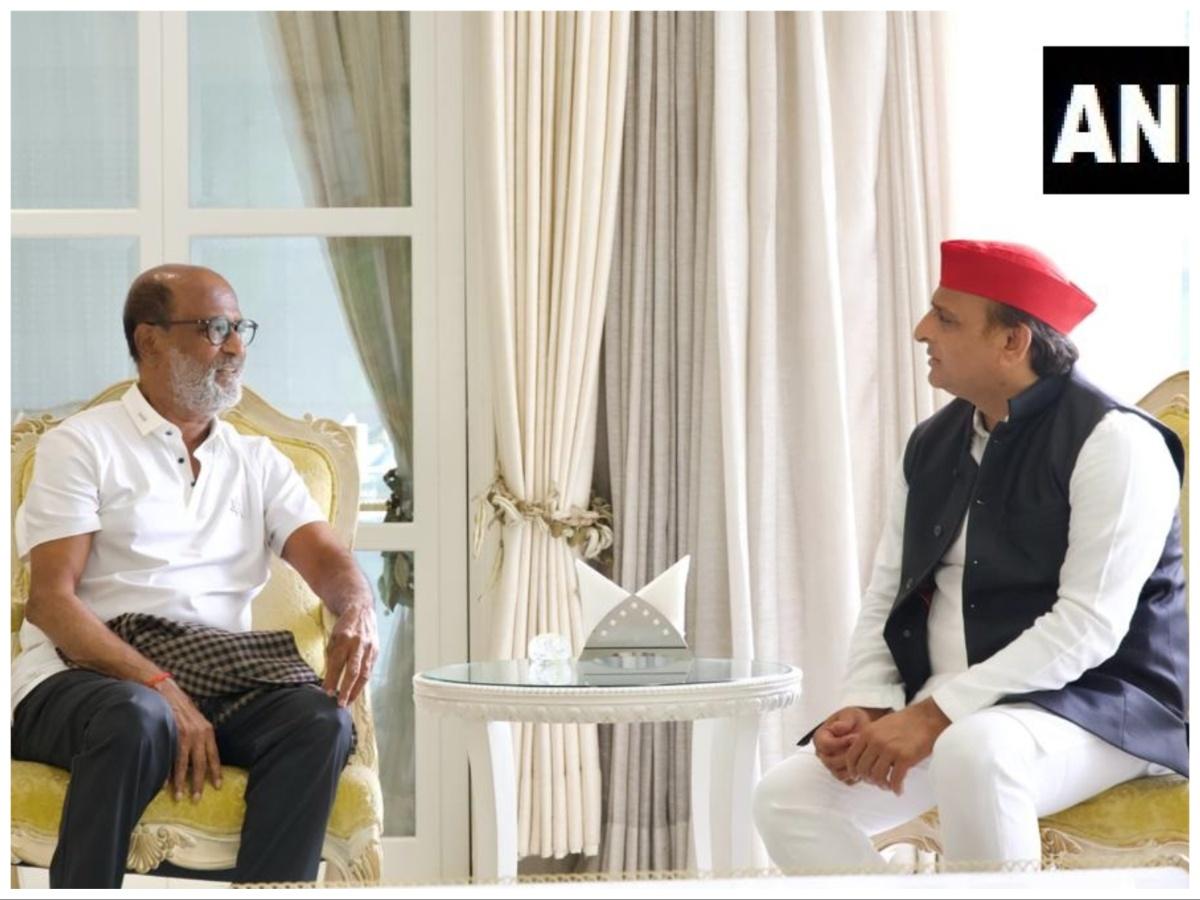 Veteran actor Rajinikanth meets Samajwadi Party chief Akhilesh Yadav | India News - Business ...