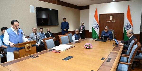 BJP president J P Nadda, five others take oath as Rajya Sabha members | Politics News - Business ...