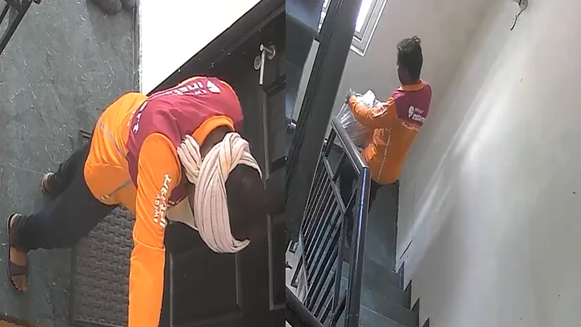 Swiggy delivery agent caught on camera stealing shoes, company reacts ... Swiggy delivery agent caught on camera stealing shoes, company reacts ...