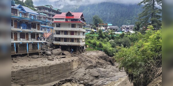 Footbridge washed away in flash flood triggered by cloudburst in Kullu ...