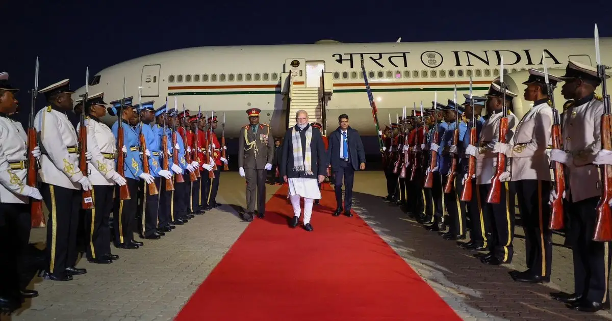 PM Modi arrives in Namibia, to hold talks with President Nandi-Ndaitwah | External Affairs ...