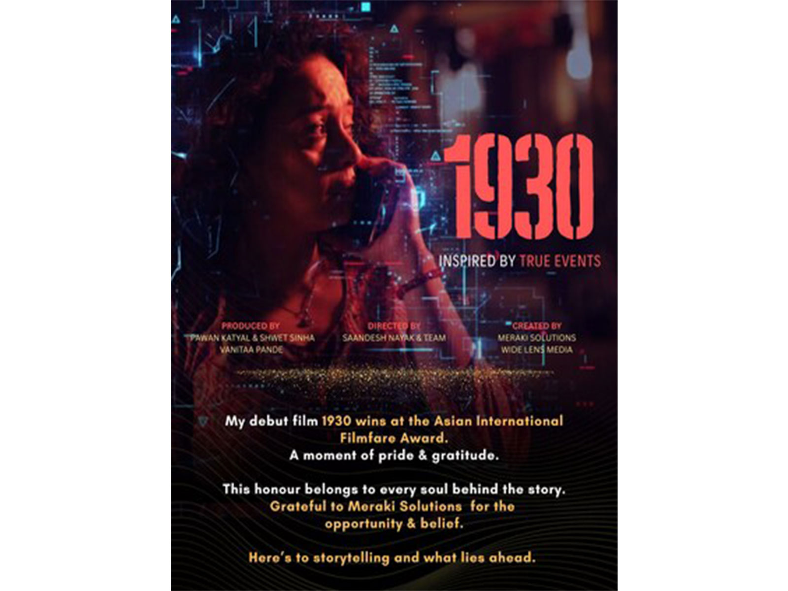 Vanitaa Pande's Cyber-crime Short Film 1930 Wins Multiple Honours Ahead ...