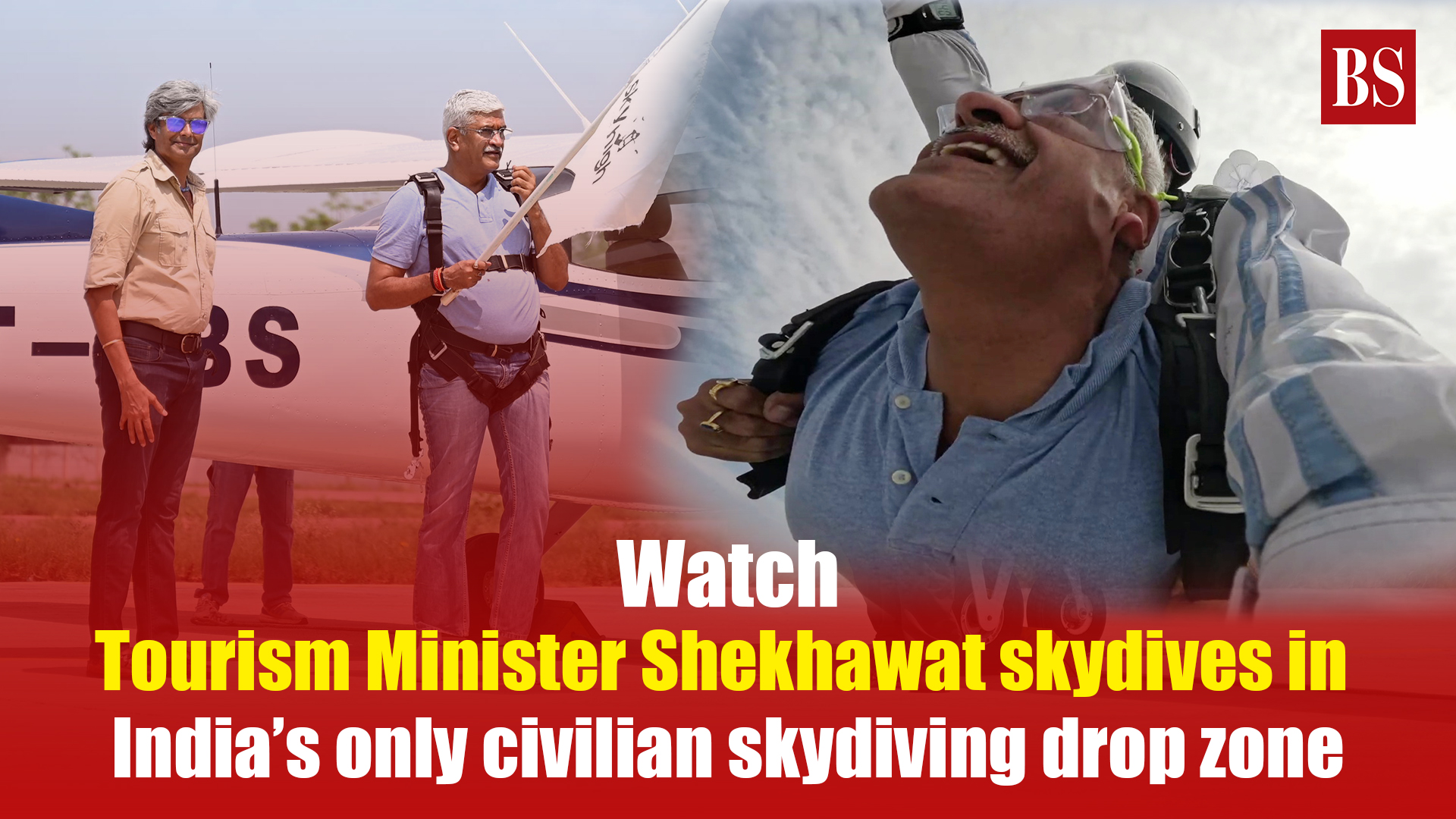 Tourism Minister Shekhawat skydives in India's only civilian skydiving ...
