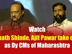 Watch: Eknath Shinde, Ajit Pawar take oath as Dy CMs of Maharashtra